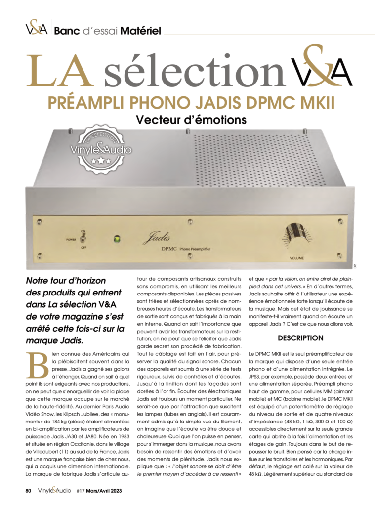 Banc d’essai matériel et nouveautés : le préampli phono Jadis DPMC MKII – Vinyle & Audio – Le ...