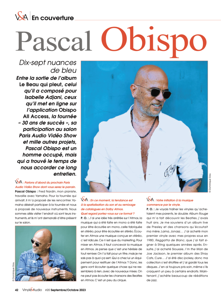 En couverture du numéro 20 : Pascal Obispo – Vinyle & Audio – Le Magazine